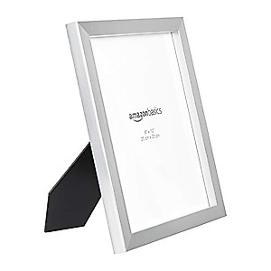 Amazon Basics Photo Rectangular Picture Frame, Pack of 5, 8" x 10", Nickel, 11.18" L x 9.18" W
