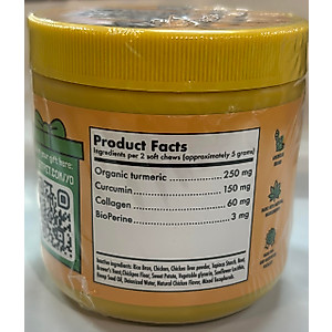 Turmeric Curcumin Hip & Joint Dogs Supplement Anti-Inflammatory Support for Arthritis & Mobility with Collagen & BioPerine Pain Relief Antioxidant Digestive Cardiovascular and Liver Health 120 Chews