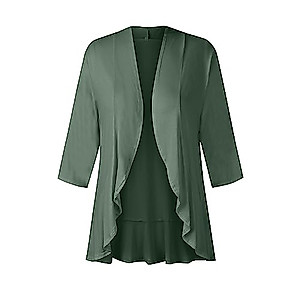 Cardigan for Women Dressy Cute Summer Tops 3/4 Length Sleeve Shirts for Women Blouses for Women Casual Kimono Robes for Women Halloween Shirts for Women Shawl for Women,Mint Green,M