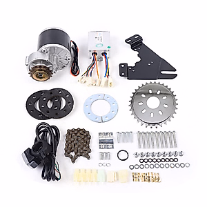 KIOPOWQ 36V 350W Electric Bike Left Side Drive Motor Kit Mountain Bicycle Conversion Kit with Thumb Throttle，Can Fit Most of Common Bicycle