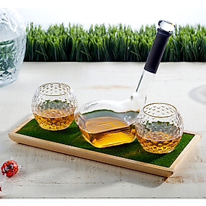 Godinger Whiskey Decanter, Golf Club Liquor Decanter and Golf Ball Whiskey Glasses, Whiskey Gift Set, Gifts for Men