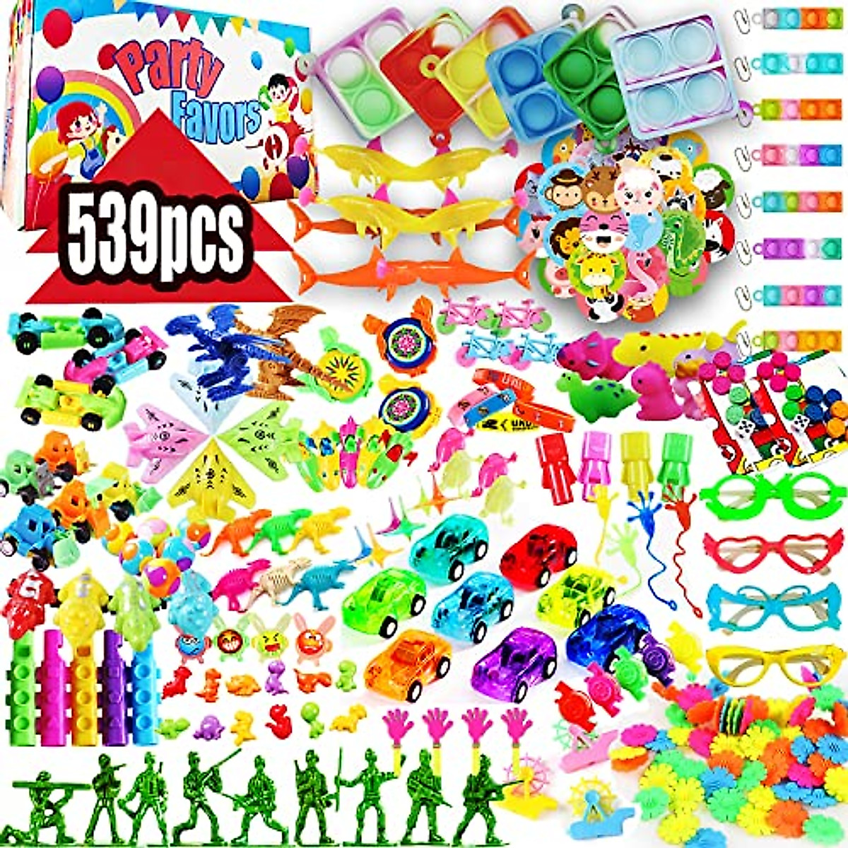 539 PCS Party Favors for Kids 3-5 4-8-12, Fidget Toys Pack, Birthday Gift Toys, Stocking Stuffers, Valentine's Day Party Toys Assortment, Easter toys, Treasure Box Birthday Party, Goodie Bag Stuffers for Kids, Carnival Prizes, Pinata Fille Stuffers Toys f
