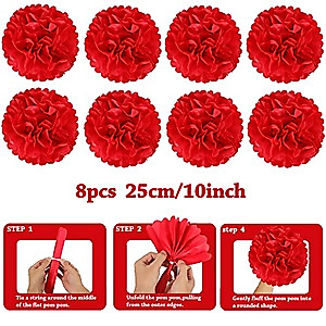 70pcs Valentines Day Red Hanging Paper Fans Decorations - Wedding Bachelorette Party Barbecue Birthday Party Holidays Picnic Circus Carnival New Years Valentines Day Party Photo Booth Backdrops Decorations