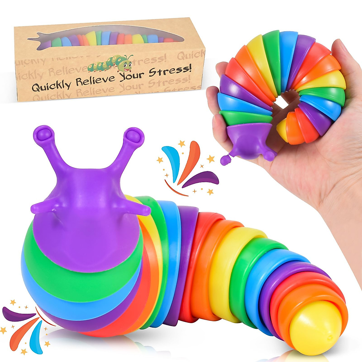 Sensory Fidget Toys for Kids and Adults, Slug Sensory Toys for Autistic Children Baby & Toddler Bluey Toys, Slinky Fidget Toys Adults Fidgets for Classroom Toys Toddler Toys for Children Age 3+