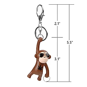 YGMONER Cool Monkey Banana Keychains Car Keys Holder Backpack Pendant Charm (Brown)