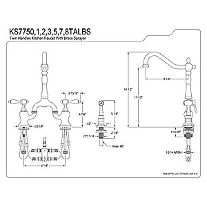 Kingston Brass KS7757TALBS Tudor Bridge Kitchen Faucet, Brushed Brass