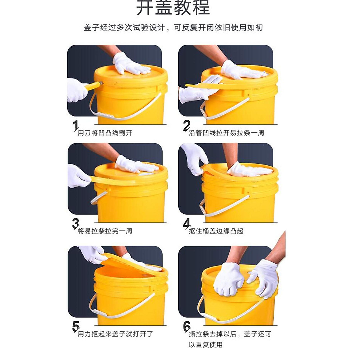 WellieSTR 2 Pack (5L White) Plastic Bucket with Lid and Handle Food Grade Container Leakproof,Food Storage Container