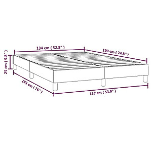 vidaXL Box Spring Bed Frame Home Indoor Bedroom Bed Accessory Wooden Upholstered Double Bed Base Furniture Dark Gray 53.9"x74.8" Full Velvet