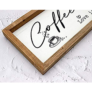 Wartter 16.2x6.4 inches Wood Framed Coffee Bar Sign -Love is Brewing Wall Art Decor
