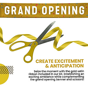 Nashira Ribbon Cutting Ceremony Kit, 25" Giant Scissors with Red Satin Ribbon, Grand Opening Banner & Balloons - Heavy Duty Metal Scissors for Special Events, Inaugurations & Ceremonies