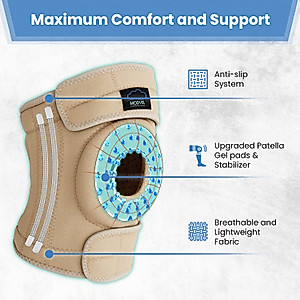 MODVEL ELITE Knee Brace for Women & Men with Side Stabilizers, Patella Gel Pads Brace for Meniscus Tear for Maximum Knee Pain Support - ACL Knee Braces for Running, Workout, Arthritis & Joint Recovery