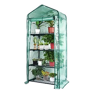 Dstone Mini Greenhouse 4-Tier Sturdy Shelves 29X20X57inch Grow Plants,Seeding,Flowers Indoor Outdoor,for All Seasons in Garden