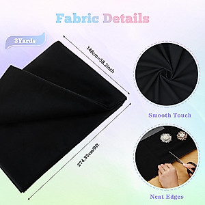 Black Cotton Fabric by Yard - Muslin Fabric by The Yard 100% Cotton Quilting Crafting Cuttable Cloth 3 Yards Sewing Material Apparel Cloth