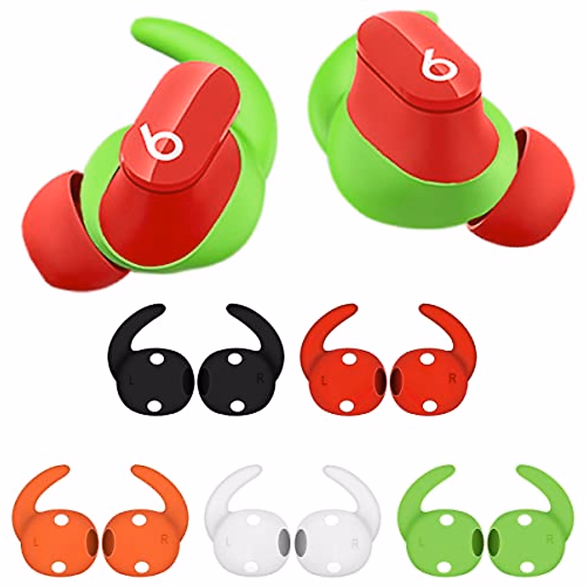 A-Focus Ear Hooks Compatible with Beats Studio Buds Ear Tips Accessories, Anti-Slip Non-Slip Sport Outdoor Wings Eartips Silicone Cover Holder Added Storage Box Compatible with Beats Studio Buds