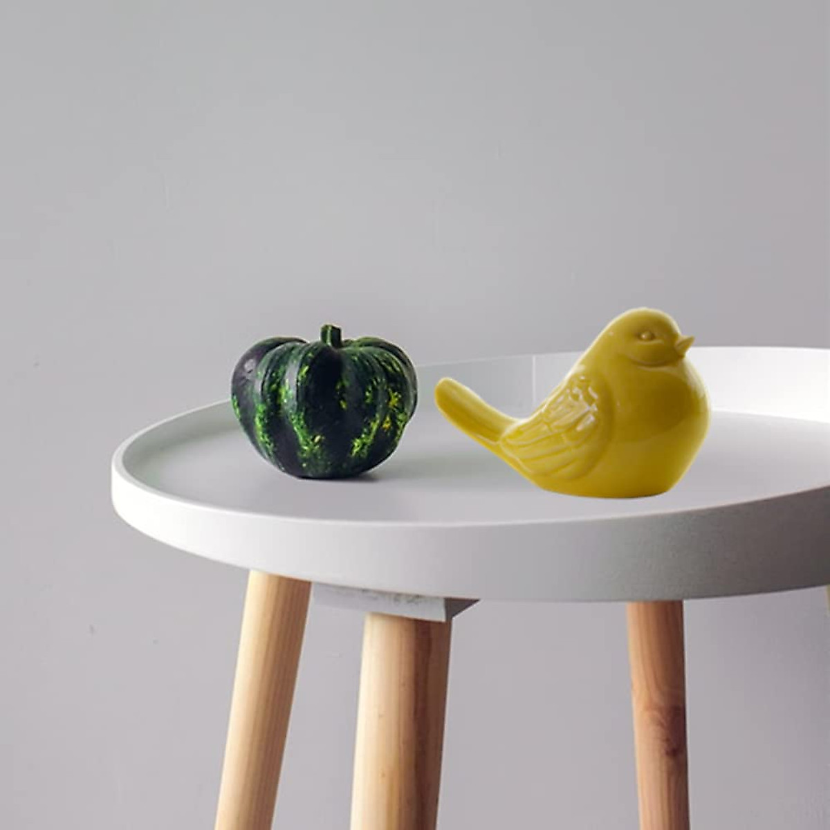 XIOU Ceramic Birds, Porcelain Bird Figurine Statue, Animals Figurines Ornaments, Mini Bird Home Decoration, Statues Decor for Garden Living Room Bedroom Office, Wedding Decor (Yellow)