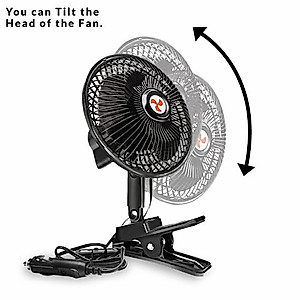 Zento Deals Oscillating Fan- 12V Durable Black Fan for Car, House and Office
