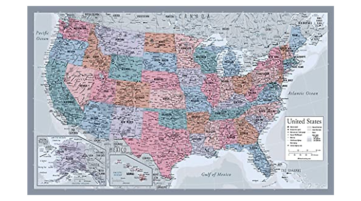 World Map & USA Map Poster Set - Laminated 18"x29"
