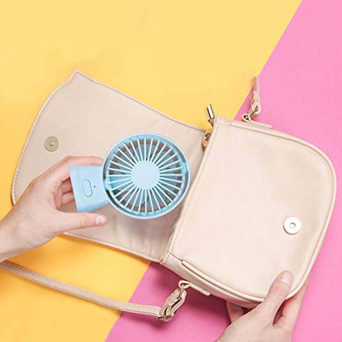 qiguch66 Mini Fan for Desk,USB Desk Fan,Small Personal Fan,Desktop Fan Adjustable Angle USB Powered ABS 3 Speed Cooling Table Fan for Office - Pink