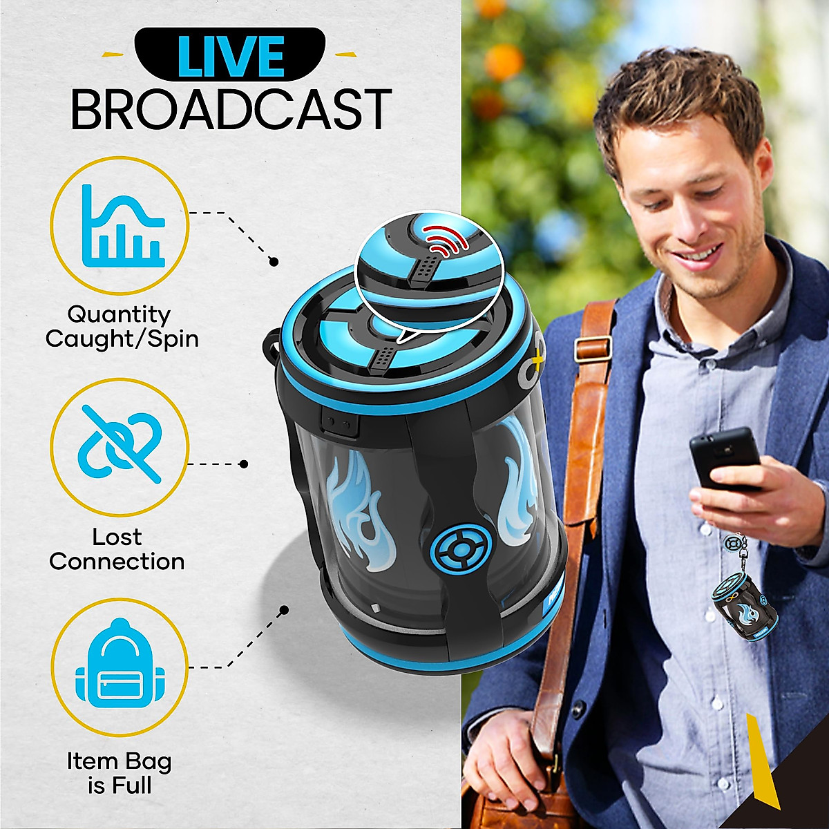 megacom DuoMon Egg for 2 Accounts Compatible for Pokemon Go Plus - One Touch Reconnection, Auto Catch, Spin, Speedy Upgrade to Earn Candy, XP & Stardust, Keep Connecting in The Background (Black)
