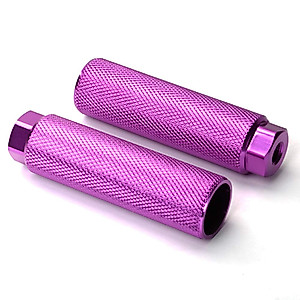 Vuwuma Amotor Bike Pegs Aluminum Alloy Anti-Skid Lead Foot Bicycle Pegs BMX Pegs for Mountain Bike Cycling Rear Stunt Pegs Fit 3/8 inch Axles (Purple) 11