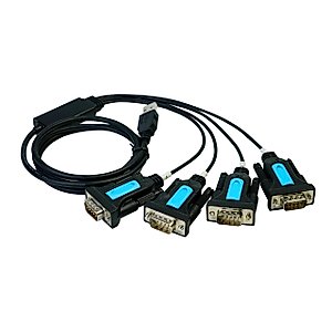 TECHTOO 4 Port Professional FTDI CHIP USB to Serial RS232 DB9 Adapter Converter Serial Cable 9-Pin Male to Male with Thumbscrews (W/Thumbscrews, 4 RS232 Port)