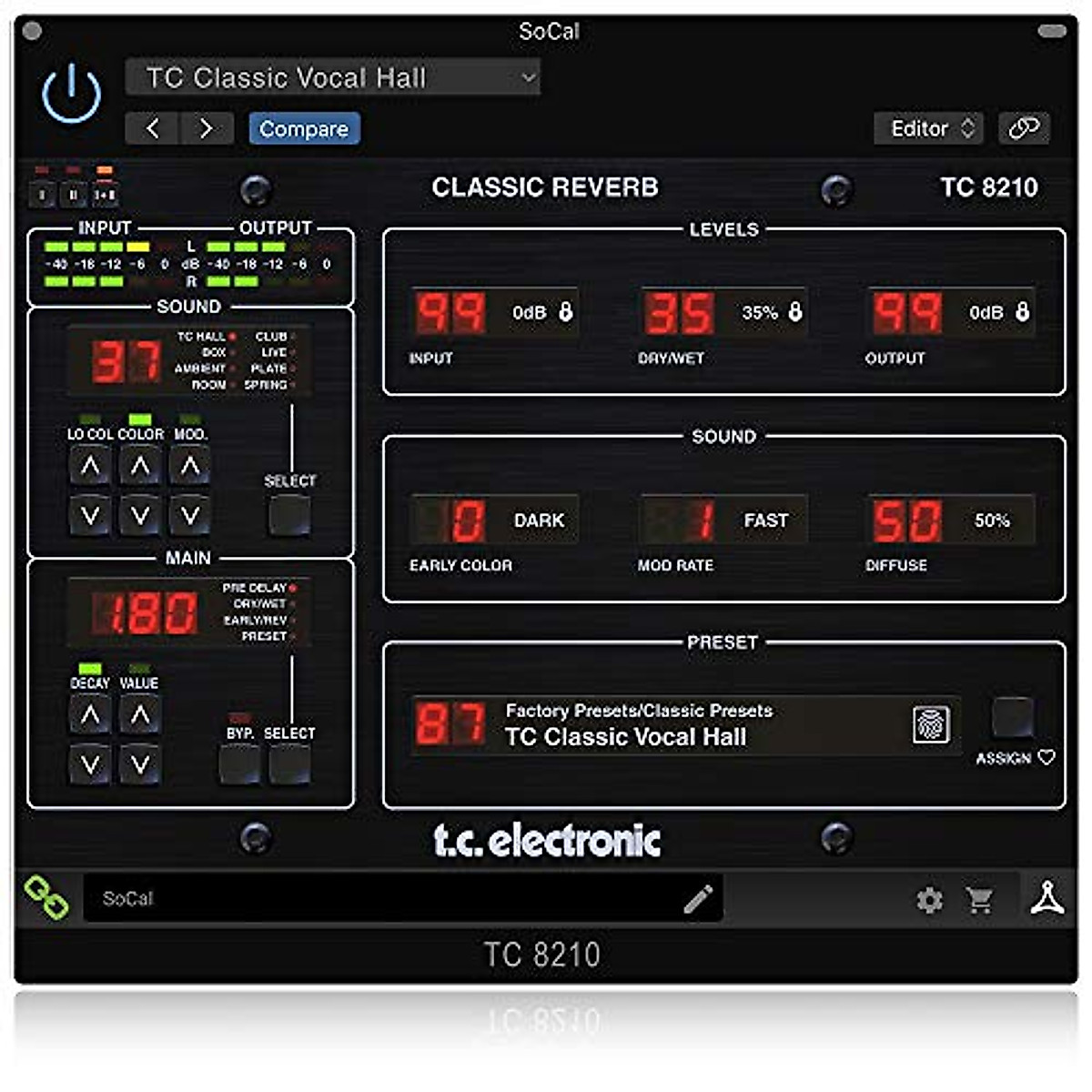 TC Electronic TC8210-DT Classic Mixing Reverb Plug-in with Optional Hardware Controller and Signature Presets