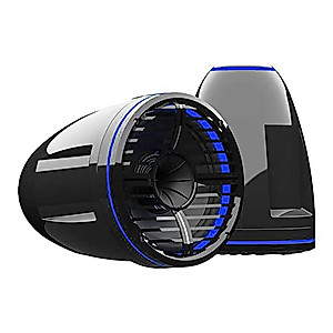 Wet Sounds REV 10 HD 10" Horn Loaded Compression Driver Tower Speakers with XW Grills & Stainless Swivel Clamps, 300 Watts RMS, Black, Pair