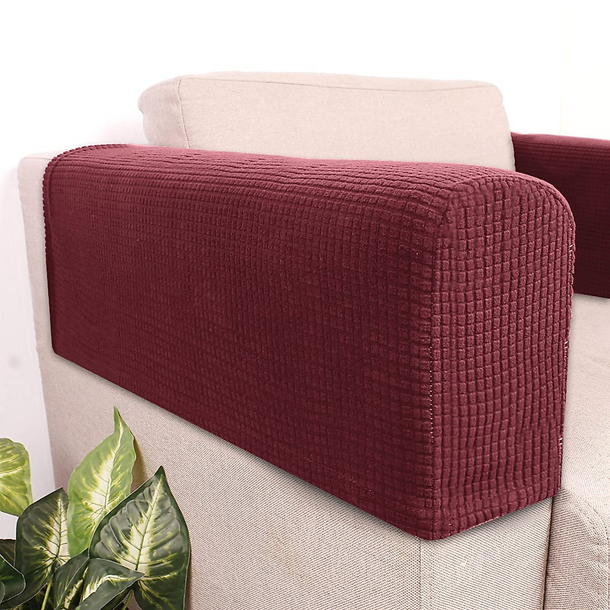 TEHAUX Narrow Arm Rest Covers Sofa Covers Armrest Covers, Sofa Armrest Cover Elastic Chair Arm Protectors Simple Sofa Armchair Slipcovers for Home Office 2pcs Recliner Chair