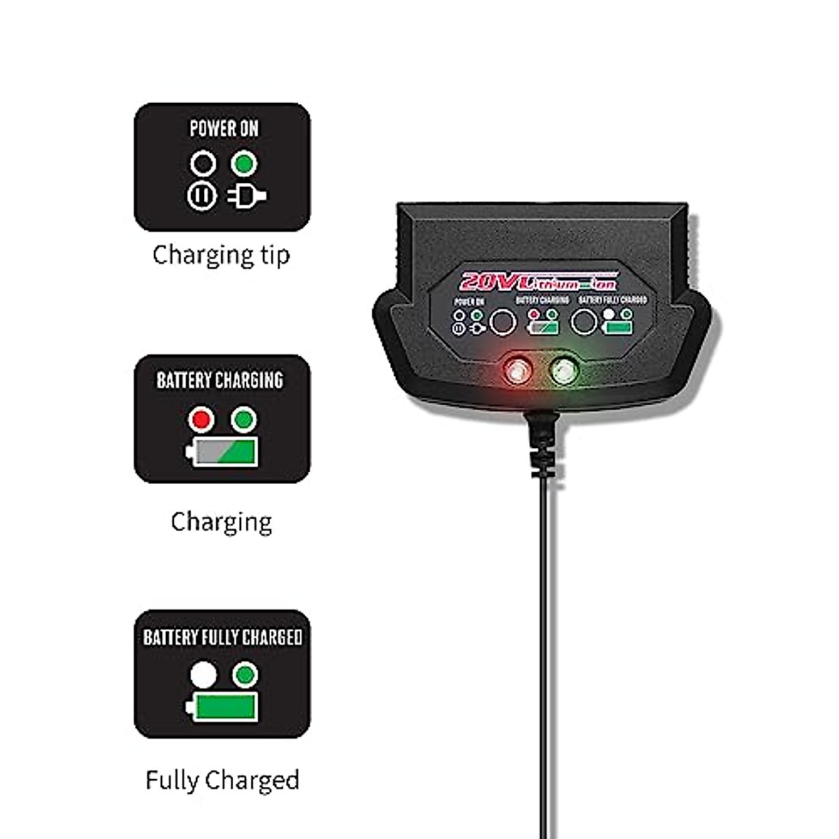 AVID POWER 20V Max Lithium Ion Battery Charger, Compatible with Avid Power 20V Batteries, Not Compatible with Avid Power Impact Wrench-ACIW326