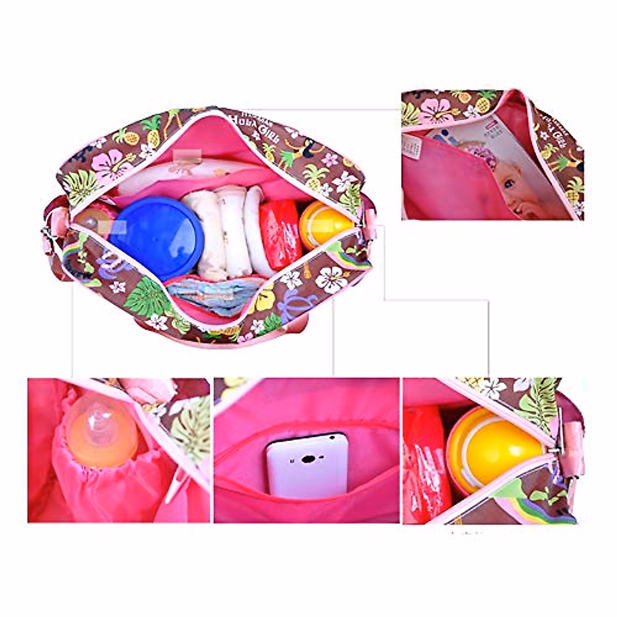 Alipher Diaper Bag Women Tote Bag Nylon Nappy Bag Durable Shoulder Bag Pregnant Handle Bag, Multi, Large