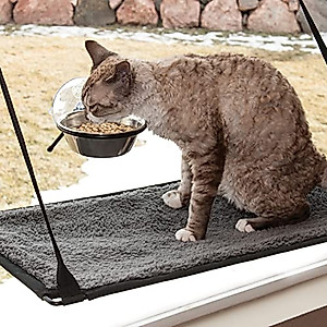 K&H Pet Products EZ Mount Window Kitty Sill Cat Window Perch Cat Hammock + EZ Mount Up and Away Kitty Diner Cat Food Bowl Bundle