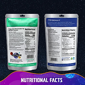 Astronaut Foods Freeze-Dried Ice Cream Sandwich, NASA Space Ice Cream, Variety Pack with Mint Chocolate Chip and Cookies and Cream, Nostalgia, Wafers, 6 Count