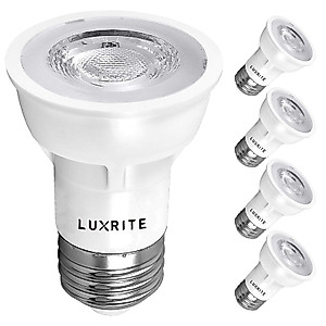LUXRITE PAR16 LED Bulb, 5.5W (50W Equivalent), 4000K Cool White, 450 Lumens, Dimmable Spot Light, Enclosed Fixture Rated, 40° Beam Angle, ETL, Damp Rated, E26 Medium Base (4 Pack)