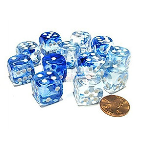 Chessex Dice D6 Sets: Nebula Dark Blue with White - 16Mm Six Sided Die (12) Block of Dice