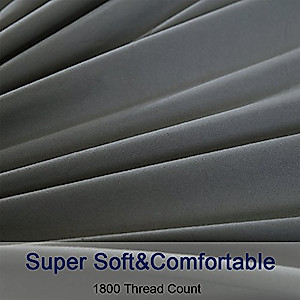 SONORO KATE Bed Sheets Set Sheets Microfiber Super Soft 1800 Thread Count Egyptian Sheets 16-Inch Deep Pocket Wrinkle - 6 Piece (King, Dark Grey)