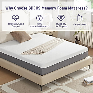 BDEUS King Mattress, 10 inch Gel Memory Foam King Size Mattress for Cool Sleep & Pressure Relief, Medium Firm Bed Mattresses, Bliss