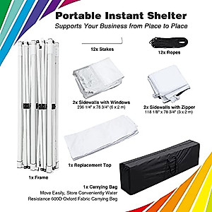 Instahibit 10x20FT 95LB Heavy Duty Outdoor Pop Up Canopy Enclosed Wedding Backyard Party Event Tent White with Sidewall