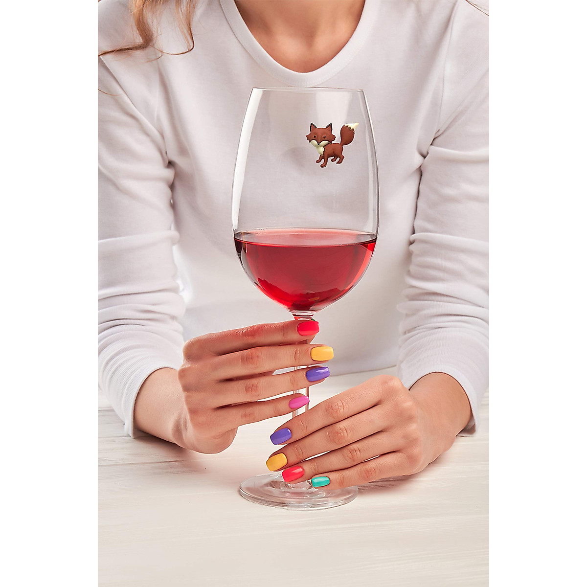 Simply Charmed Fox and Owl Wine Glass Charms - Magnetic Drink Markers for Regular or Stemless Glasses