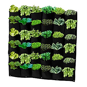 7Penn 36 Pocket Vertical Planter, Black - 38in x 38in Felt Vertical Wall Planter Outdoor Herb Vegetable Hanging Garden