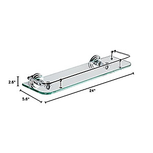 Ginger 1135T-24/PC Chelsea 24-in Glass Shelf, Gallery Rail, Polished Chrome
