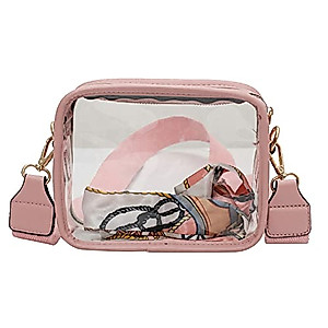 Obosoyo Clear Crossbody Bag PVC Transparent Shoulder Bag Clear Purse Bag Tote with Adjustable Strap Stadium Approved