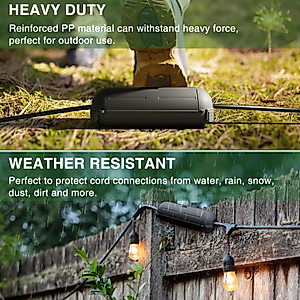 Flemoon [3 Pack] Outdoor Extension Cord Safety Cover with Waterproof Seal, Weatherproof Electrical Connection Box to Protect Outdoor Outlet, Plug, Socket, Christmas Holiday Decoration Light, Black