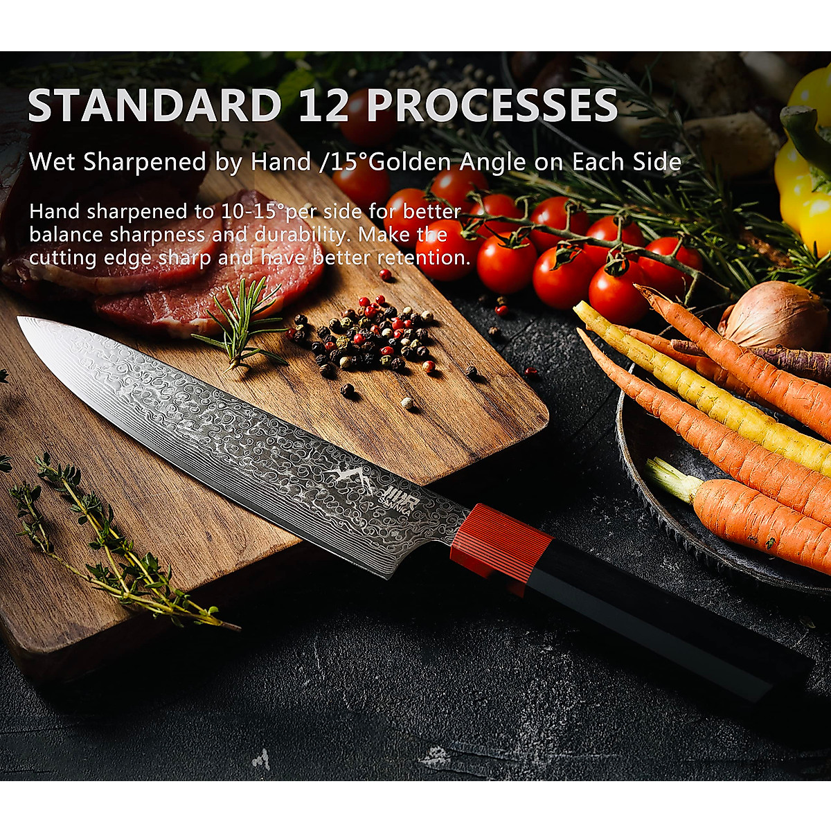 Japanese Chef Knife 8 Inch Damascus Chefs Knife Japanese Kitchen Knives Professional Gyuto Cooking Knives High Carbon Stainless Steel Cutting Vegetable Meat Cleaver with Gift Box