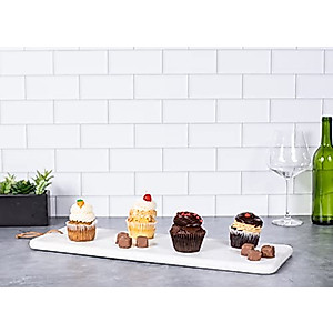 BIRDROCK HOME 23" Marble Serving Board | 100% Natural, Premium Marble | 23" L x 8" W | Charcuterie Board for Party Appetizers | Kitchen Platter for Food | Fruit Display - White