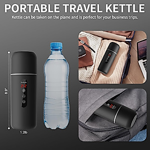 Travel Electric Kettle & Car Coffee Warmer12V/24V Portable Hot Water Heater withstirring,Small Hot Water Boiler With Built-inMagnetic induction (Black)