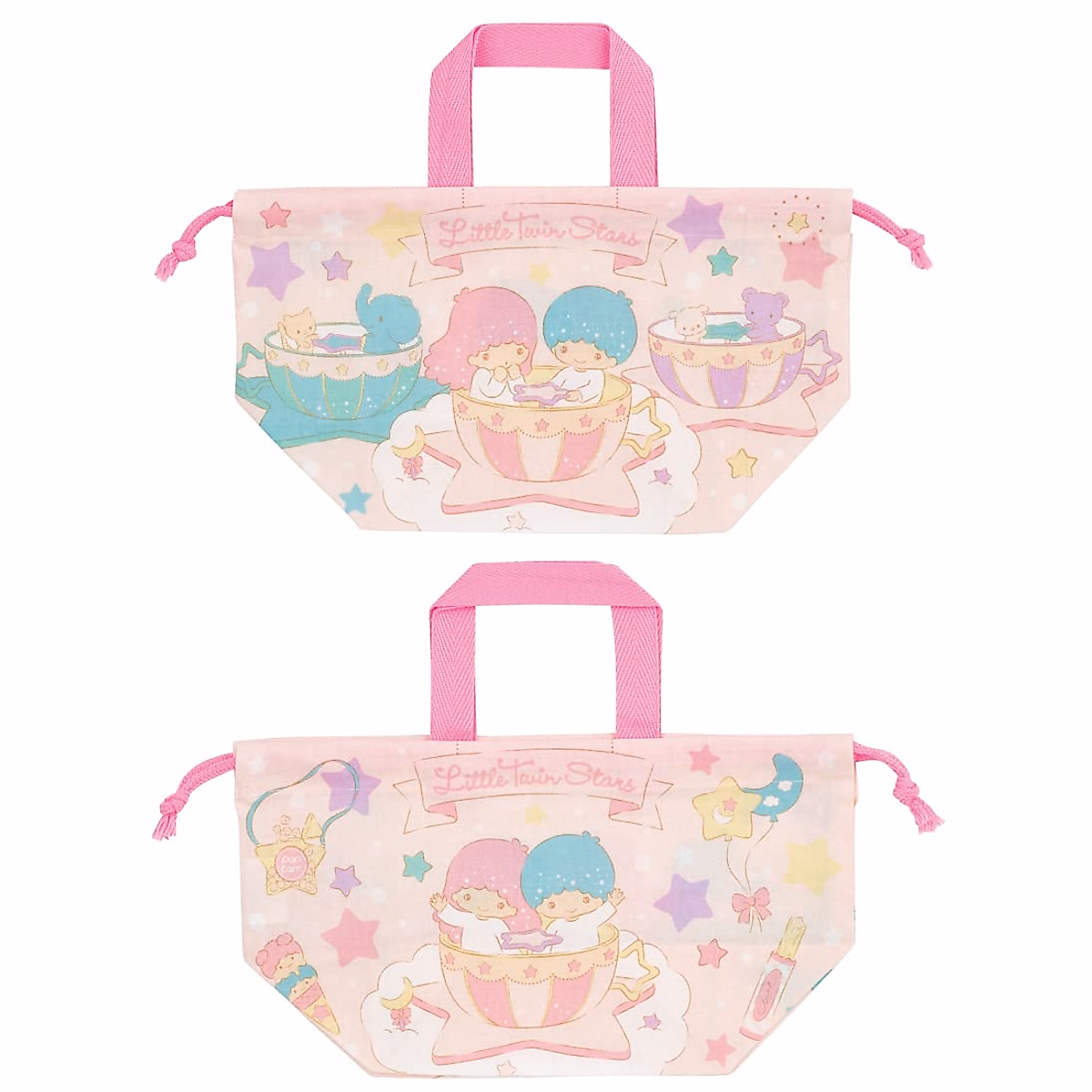 Skater Bento Drawstring Bag, Little Twin Stars, Sparkly Amusement Park, Sanrio, Made in Japan