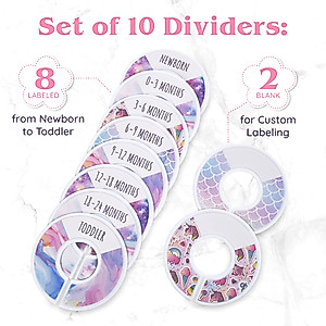 Baby Closet Dividers Clothes Dividers- Closet Divider Set | Color Clothing Rack Dividers, Clothes Dividers for Closets, Closet Labels, Dividers Closet Clothes Dividers (10 Baby Girl)