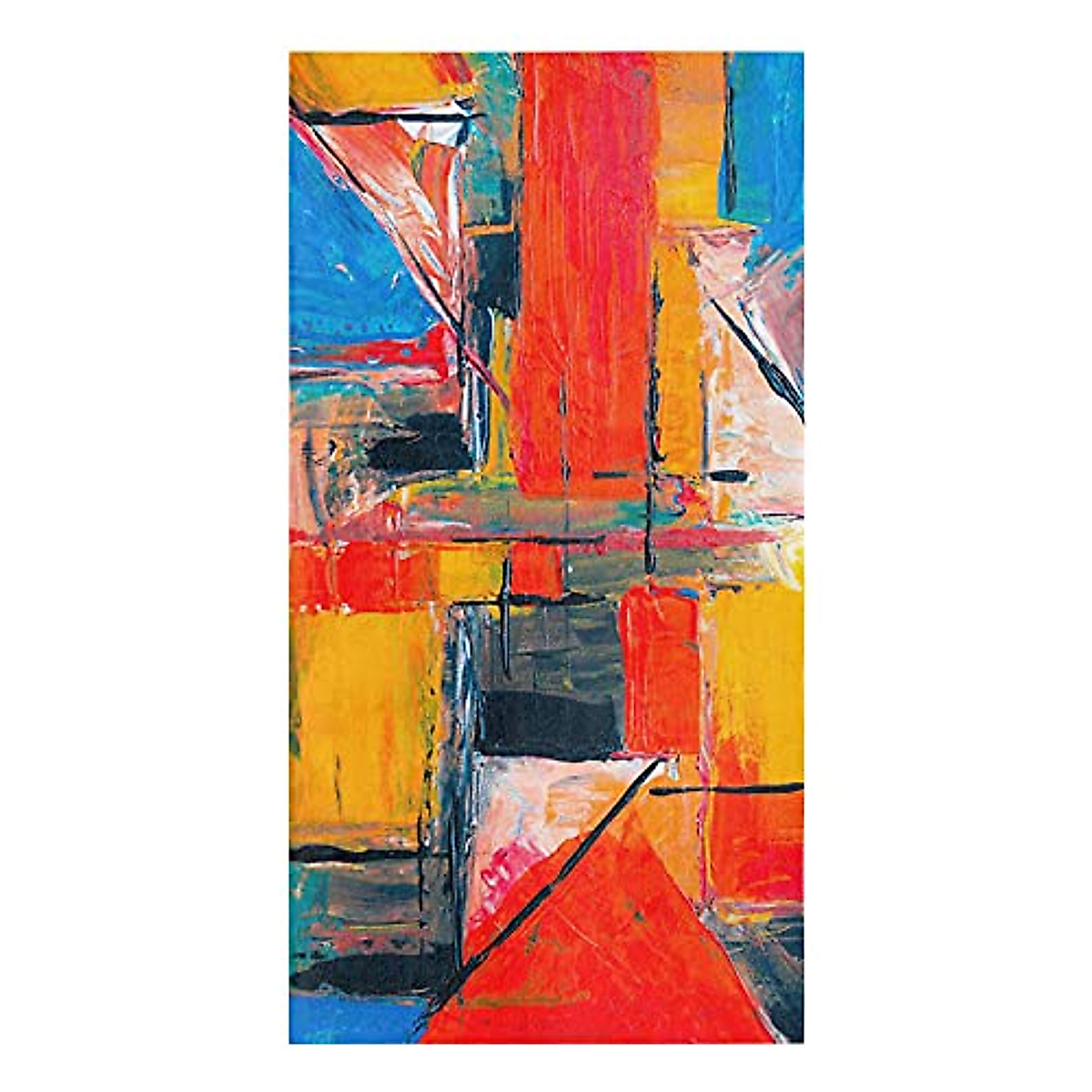 Yun Nist Kitchen Dish Towels,Red Orange Blue Oil Painting Soft Microfiber Dish Cloths Reusable Hand Towels,Modern Abstract Geometry Art Washable Tea Towel for Dishes Counters 1 Pack