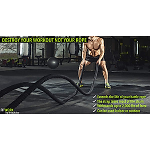 RadBizz Battle Rope Anchor Strap Kit with Bonus Battle Rope Workout Guide- FitWorx