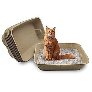kathson 8 Pcs Disposable Litter Boxes for Cats Pet Paper Litter Tray Liner Disposable Litter Pan Travel Small Animal Potty for Kitten Puppy Hamster Guinea Pig Rabbit Bunny (16.14 x 12.2 x 3.7 inch)